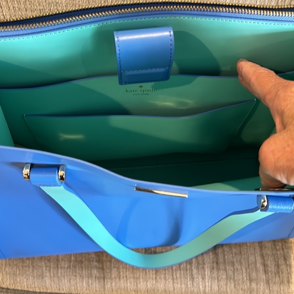 kate spade | Bags | Kate Spade Tote Shoulder Bag Blue Accent Of Green ...